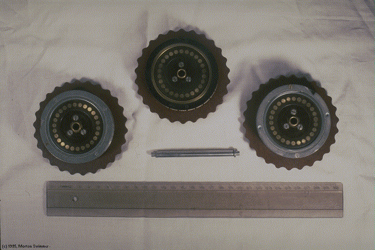 The Enigma Machine: the three rotors and the axle